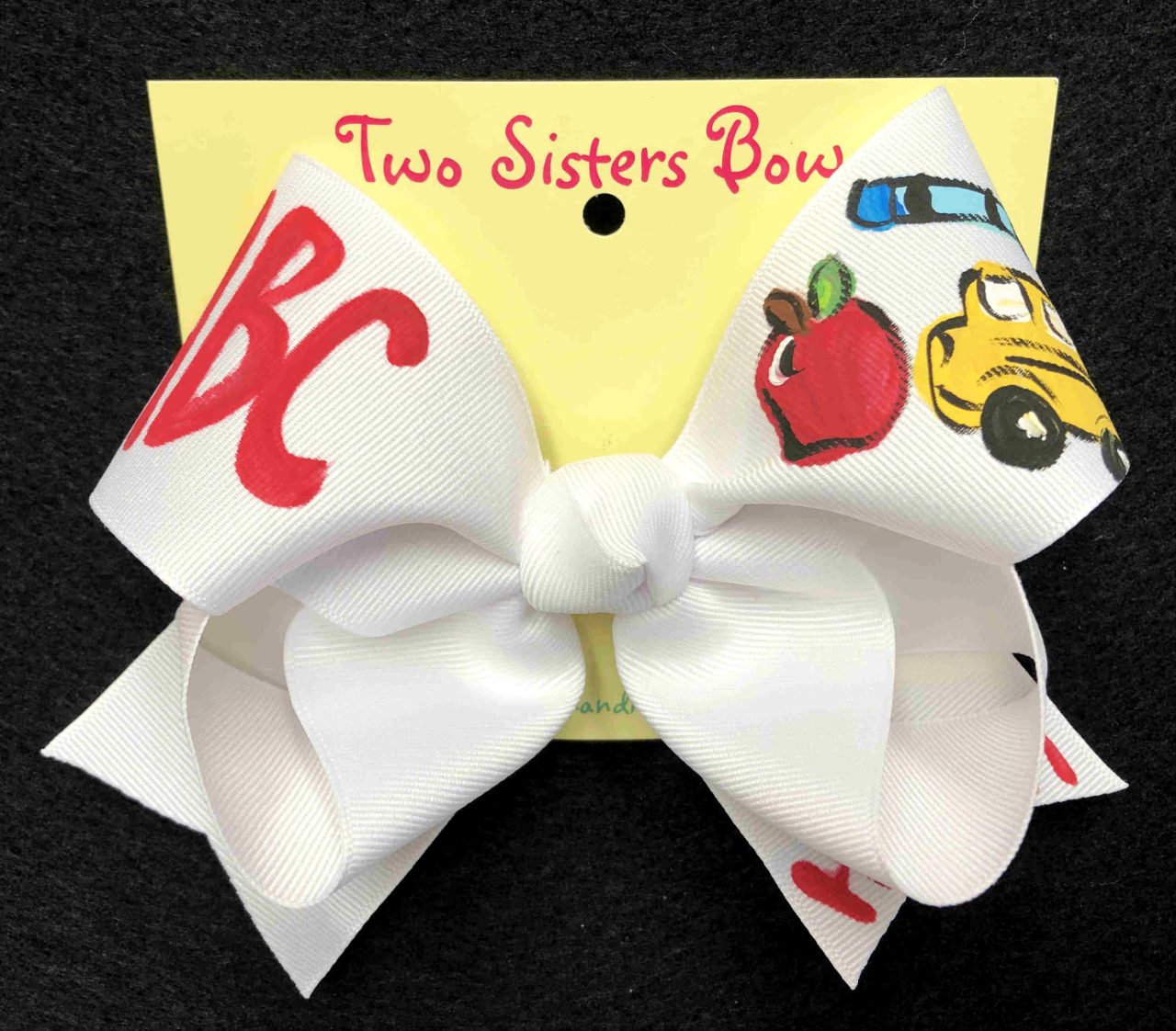 ABC Bus Painted School Hair Bow | Two Sisters Bows