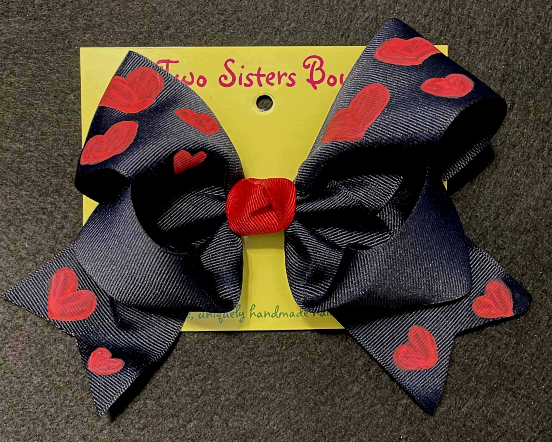 Hand Painted Hearts Bow | Two Sisters Bows